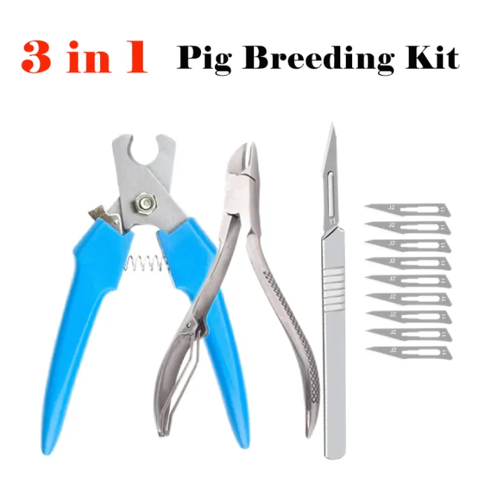 3 in 1 Livestock Kit Piglet teeth cutter+Pig tail cutter+Piglet ...