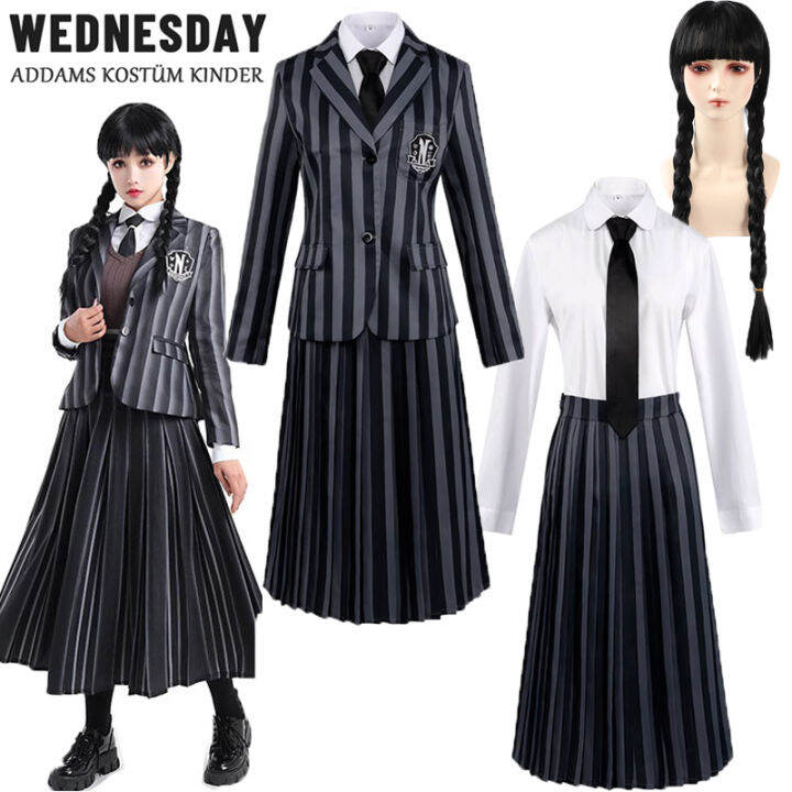 The Addams Family Cosplay Costume For Adult Kid Girl Wednesday Addams ...