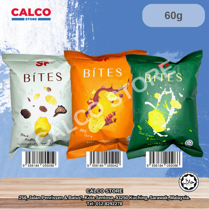60g SF Shoon Fatt Bites Baked Potato Crisps Black Truffles / BBQ Curry ...