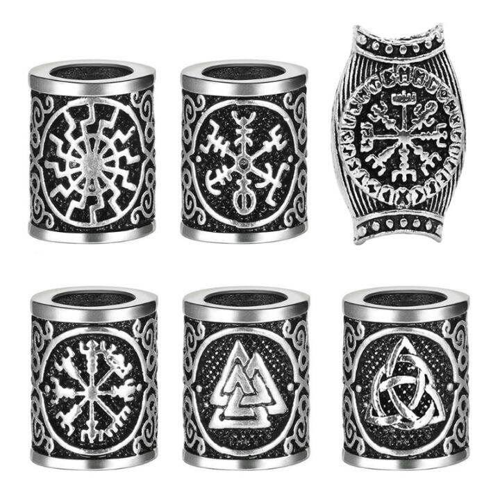 Viking Rune Alphabet Character Beads Beard Beads for Men 6 Pieces Set ...
