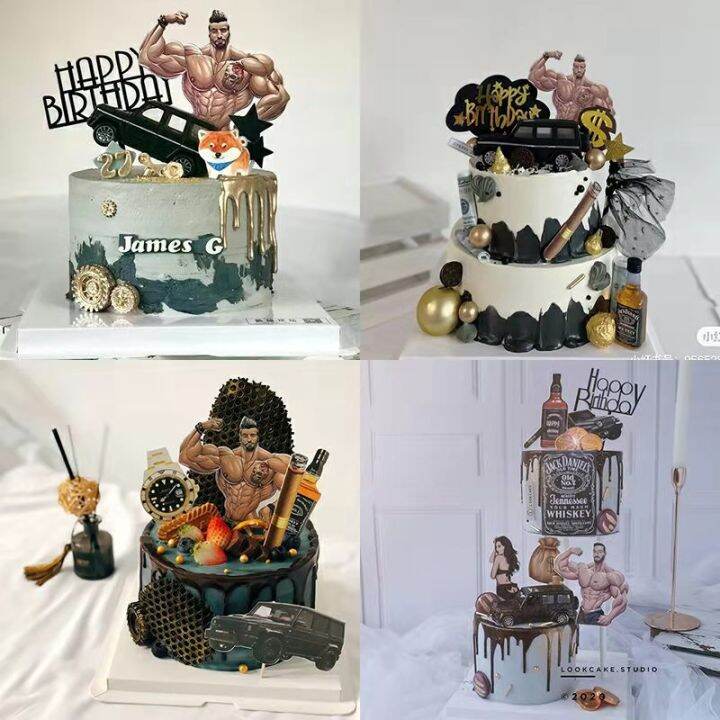 WAWA 肌肉男/大力士/健身/美女/父亲节蛋糕装饰 muscle man cake decoration topper | Lazada