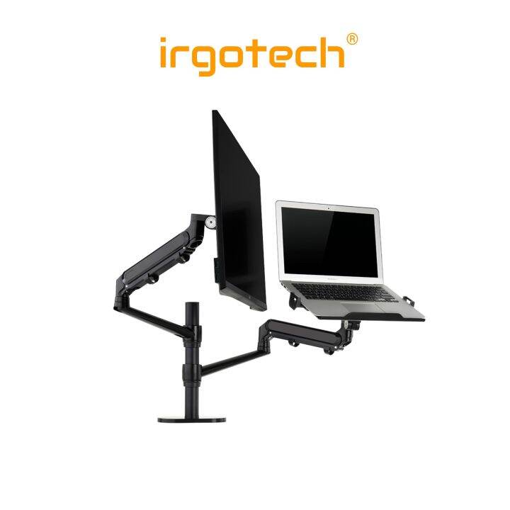 IRGOTECH Premium Monitor Stand Dual Spring Arm with Laptop Holder ...