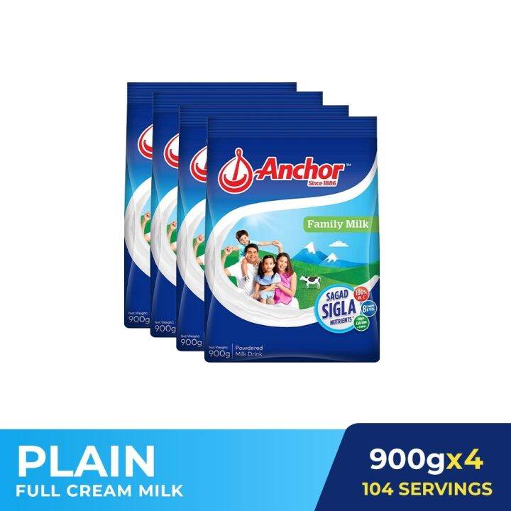 Anchor Family Milk Powder Plain 900G x4 | Lazada PH