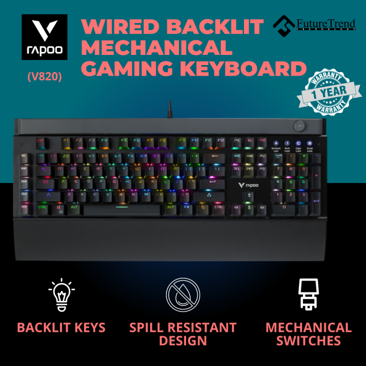Rapoo V820 Pro Wired Backlit Mechanical Gaming Keyboard | Lazada
