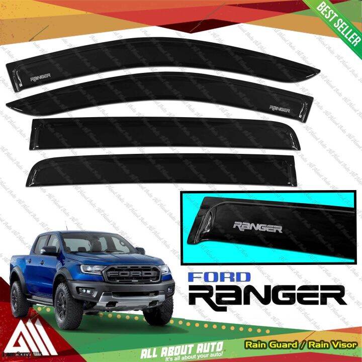 Ford Ranger 2012-2023 OEM Type Rain Guard Window Visor Version 3 (Black ...