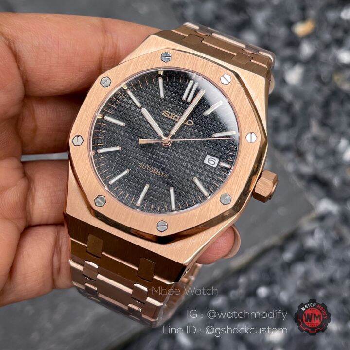 Seiko Modified Rosegold Date Royal Oak Open Back Case | Lazada.co.th