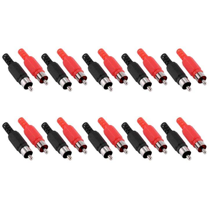 Black Red Solder RCA Male Plug Audio Video Adapter Connector 20 Pcs ...