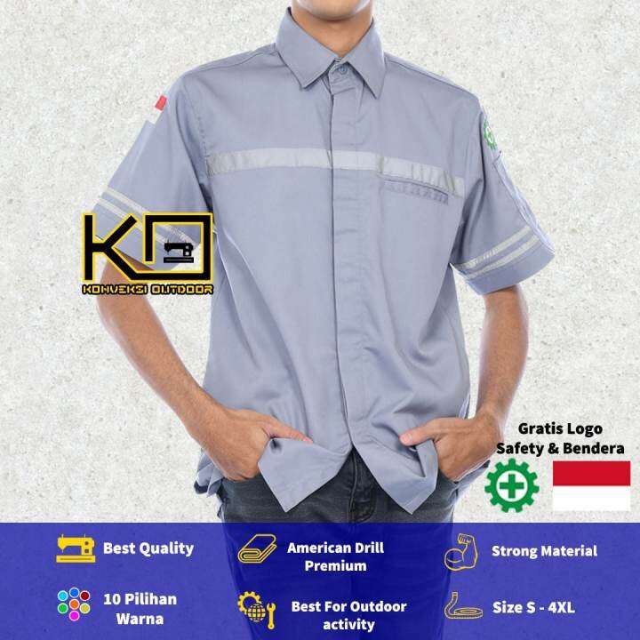 BAJU KEMEJA ATASAN SERAGAM WEARPACK SAFETY K3 OUTDOOR LENGAN PENDEK ...