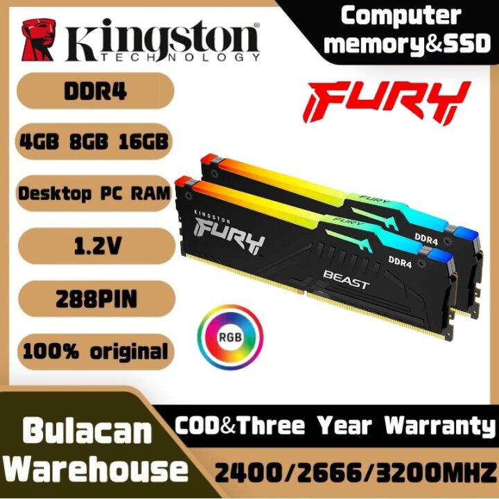 【Local 24H Ship】Kingston Fury Beast RGB DDR4 RAM 8GB 16GB 2666MHz 3200Mhz CL16 Desktop Computer ...