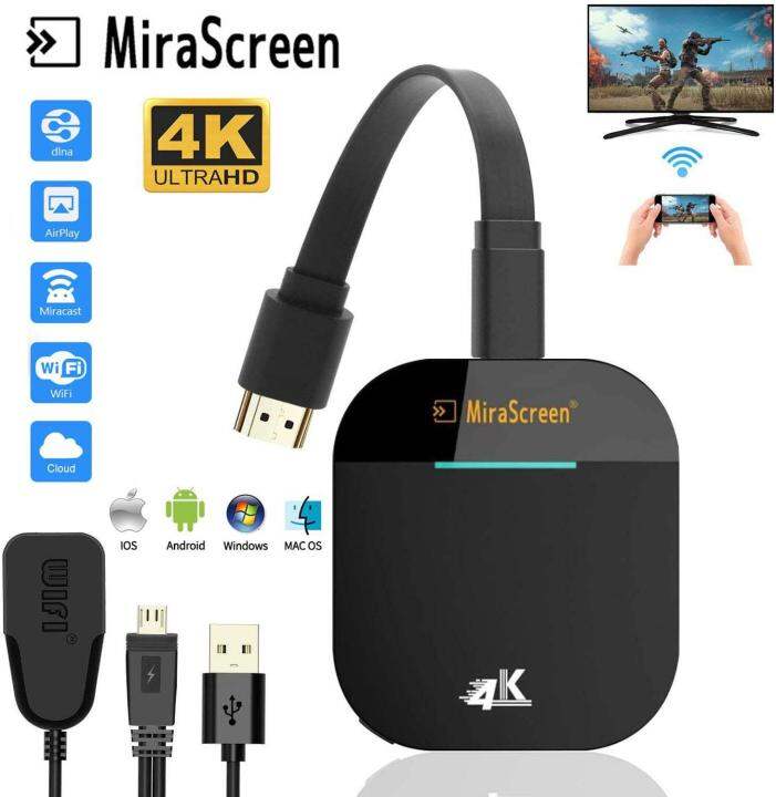 Mirascreen 2.4G 5G 4K Wireless HDMI-compatible Dongle Stick Miracast ...