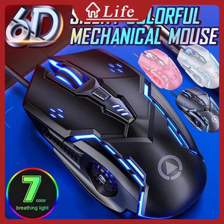 Color Breathing Light USB Gaming Mouse Backlight Wired Mouse Ergonomic ...