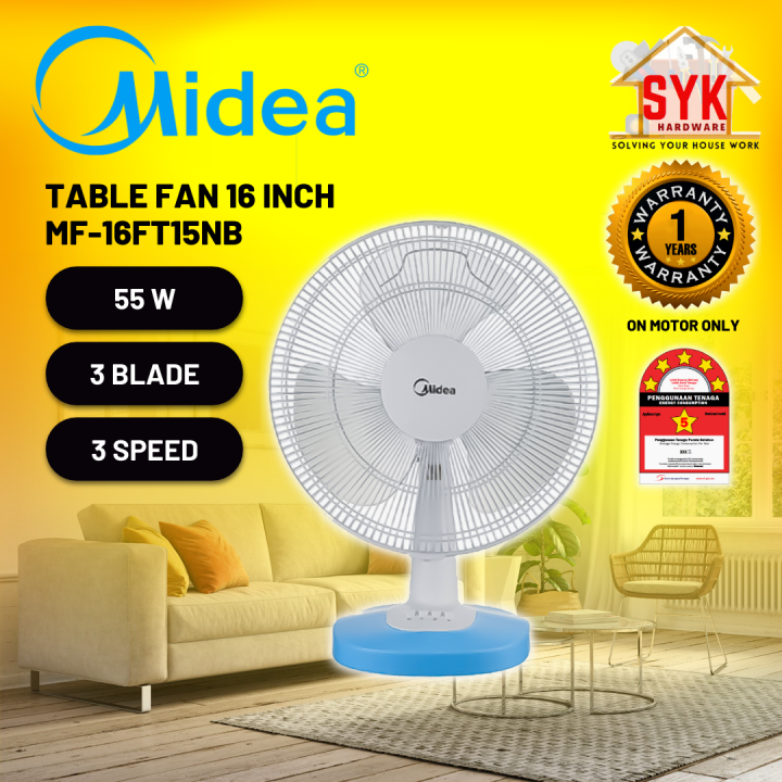 SYK Midea Table Fan 16 Inch MF-16FT15NB Portable Fan Table Fans Kipas ...