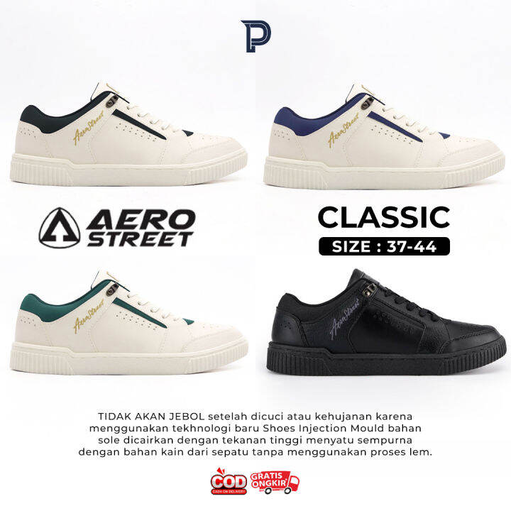 Aerostreet 36-45 Classic Low Putih Hitam / Putih Navy / Putih Hijau Tua / All Black - Sepatu ...