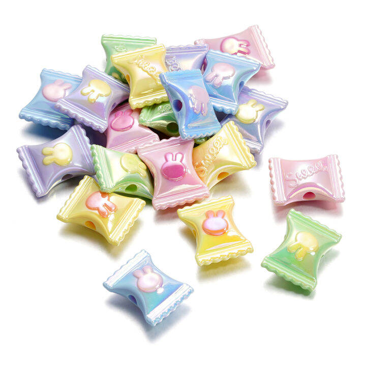 St. Kunkka 4 buah manik-manik permen kotak warna-warni manik akrilik ...