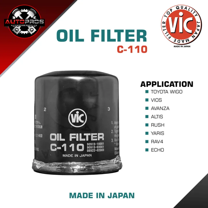 VIC C-110 Oil Filter for Toyota Wigo, Vios, Avanza, Altis, Rush, Yaris, Rav4, Echo | Lazada PH