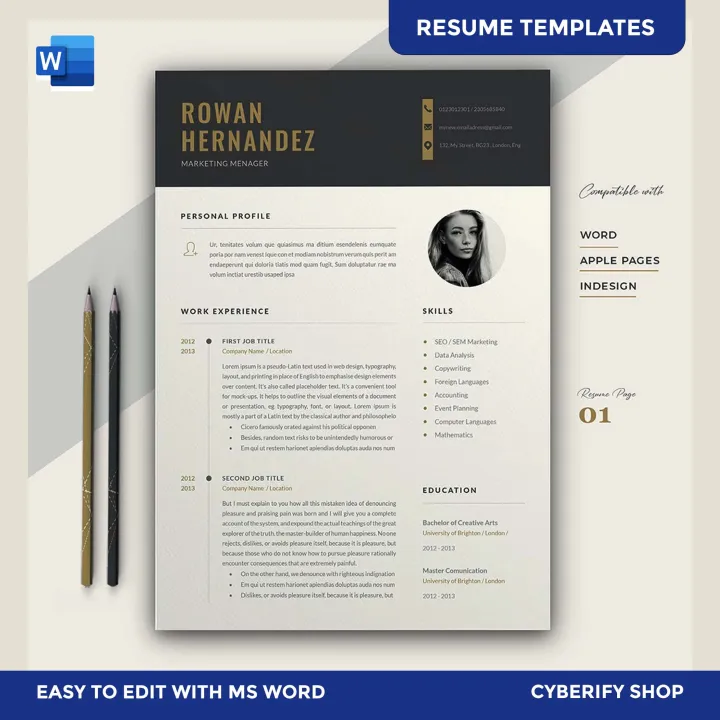 Resume Templates Design 4 (Easy to Edit with MS Word) | Lazada PH