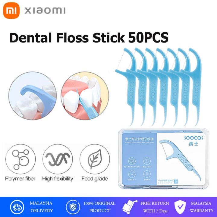 Soocas Dental Floss Pick 50PCS Toothpick Flosser Thread Pick ...