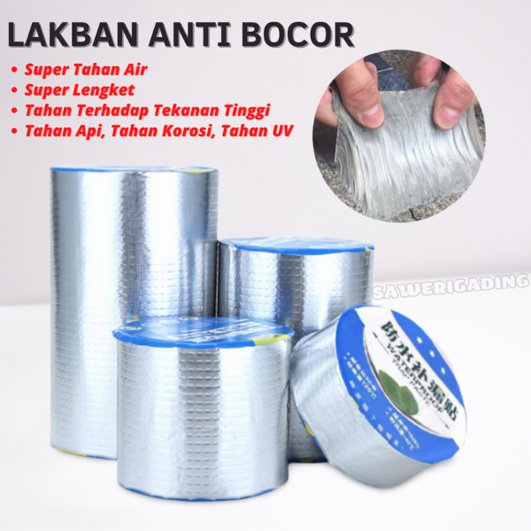 Tape Lakban Anti Bocor Foil Butyl Aluminium 5M X 5CM Waterproof Perekat Isolasi Anti Air ...