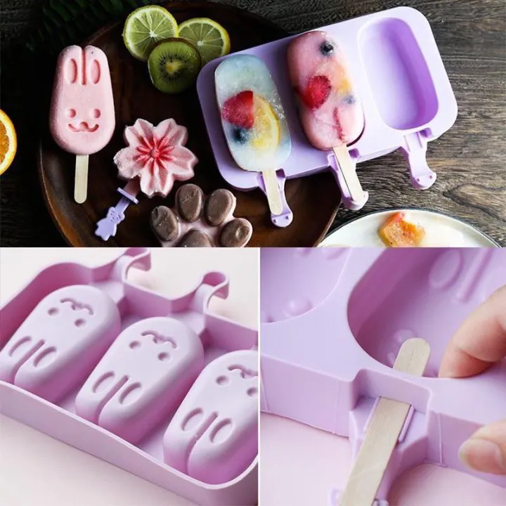 Silicone Ice Cream Mold Popsicle Molds DIY Homemade Cartoon Ice Cream ...