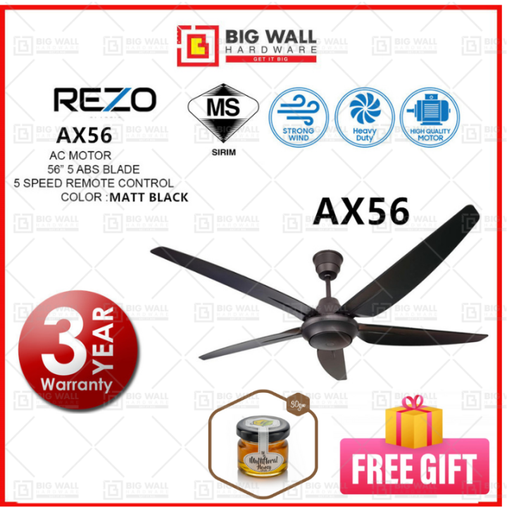 Rezo Ceiling Fan REZO AX56 AC Performance Motor 5 Speed 5 ABS Blades ...