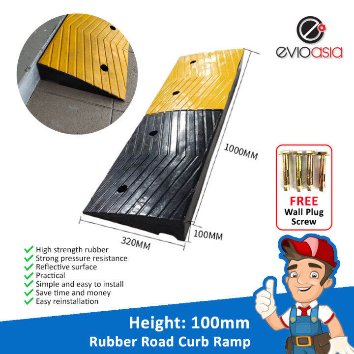 Heavy Duty Rubber Road Curb Ramp Solid Base, Height 100MM | Lazada