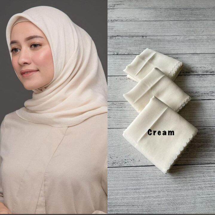 hijab polos warna Cream | Lazada Indonesia