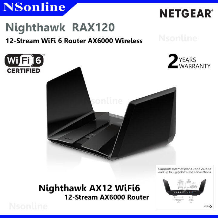 NETGEAR AX6000 WiFi Router Nighthawk 12-Stream Dual-Band WiFi 6 Router ...