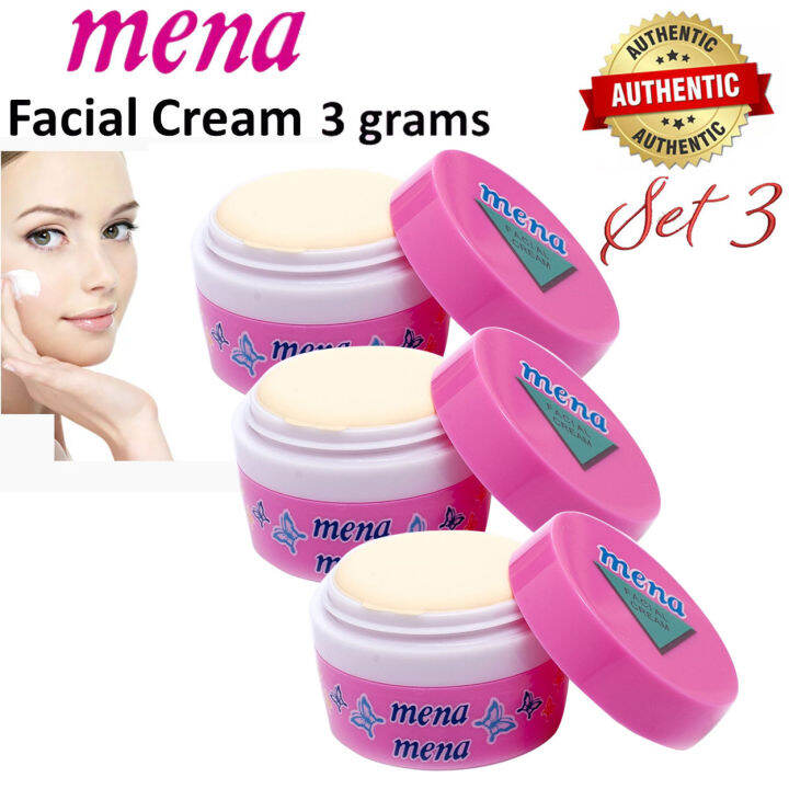 Mena Facial Cream Pink 3g each 3 grams each - Genuine and Original - 3 ...