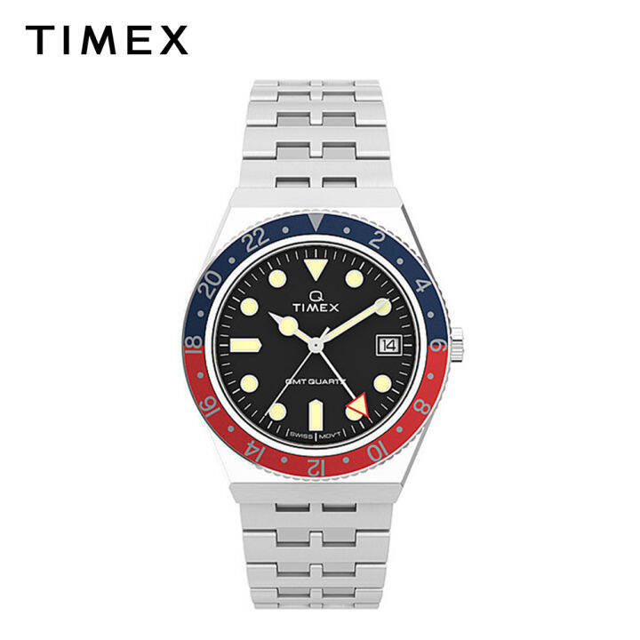 Timex Q Diver Gmt Silver Stainless Steel Analog Quartz Watch For Men ...