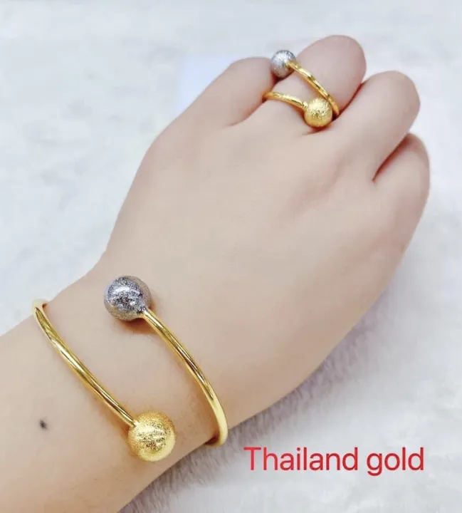 18K Bangkok Goldmix Bangle and rings sets | Lazada PH