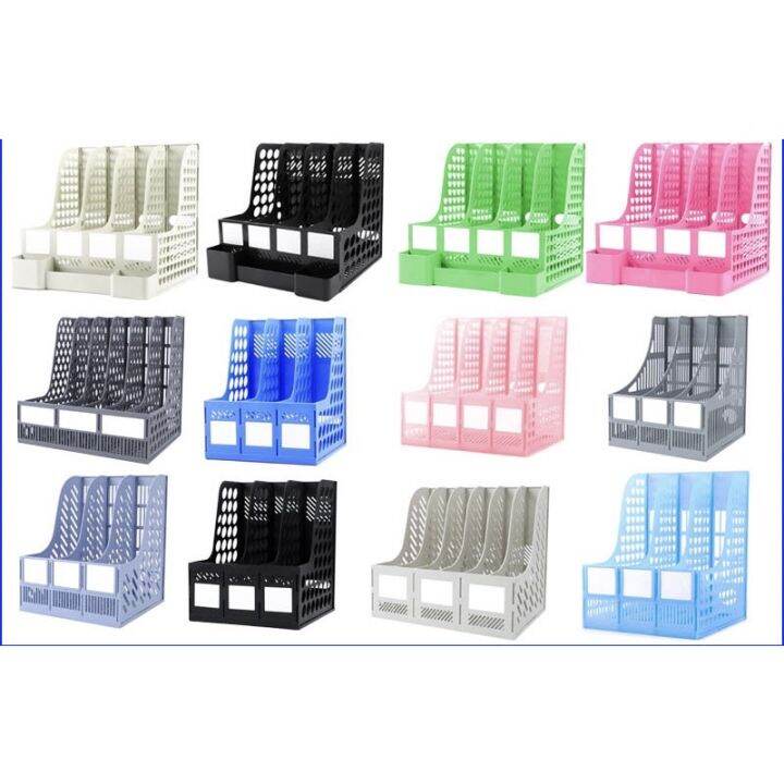 Office Supplies File Rack Quadruple Plastic Bookshelf Desktop Data ...
