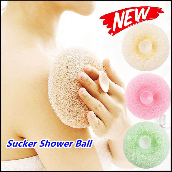 【skin Friendly】sucker Shower Ball Sponge Bath Loofahs Mesh Pouf Massage