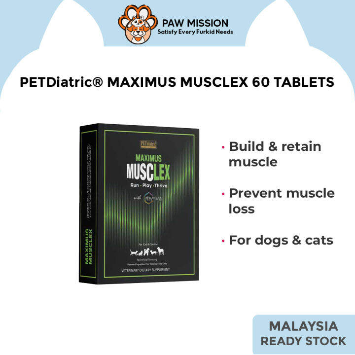 PETdiatric MAXIMUS MUSCLEX 60 TABLETS Muscle Relief Cat Supplement Dog ...