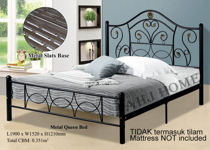 Metal double bed / Metal Slat Base / Katil Besi Queen / High Quality ...
