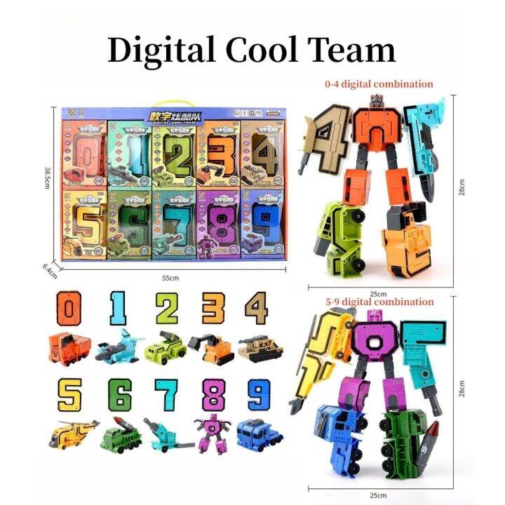 Transformers Transforming Car Toys Digital Combination Alphabet Robot ...