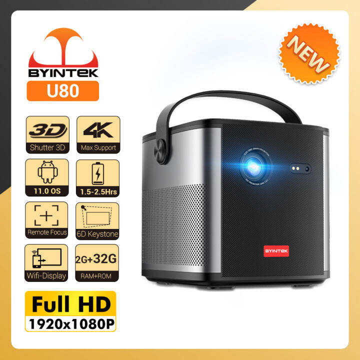 BYINTEK U80 DLP Smart Projector 3D 4K Cinema Android 11.0 WiFi Mini ...