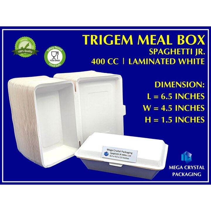 Spaghetti JR 400cc Laminated White ( 50 pcs. Per Pack ) Meal / Lunch ...