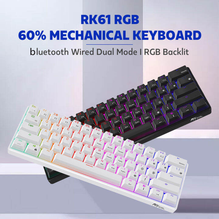 Royal Kludge RK61 RGB Gaming Keyboard 61 Keys Wired Dual Mode bluetooth 5.0 Mechanical Keyboard ...