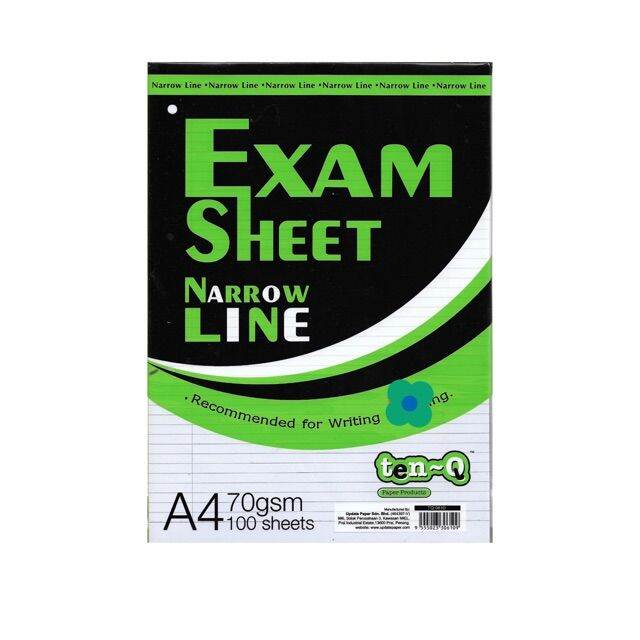 TEN-Q FOOLSCAPE EXAM PAPER 70g 100s A4 NARROW LINE | Lazada