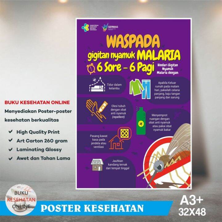Poster Kesehatan Waspada Gigitan Nyamuk Malaria - Laminating Glossy | Lazada Indonesia