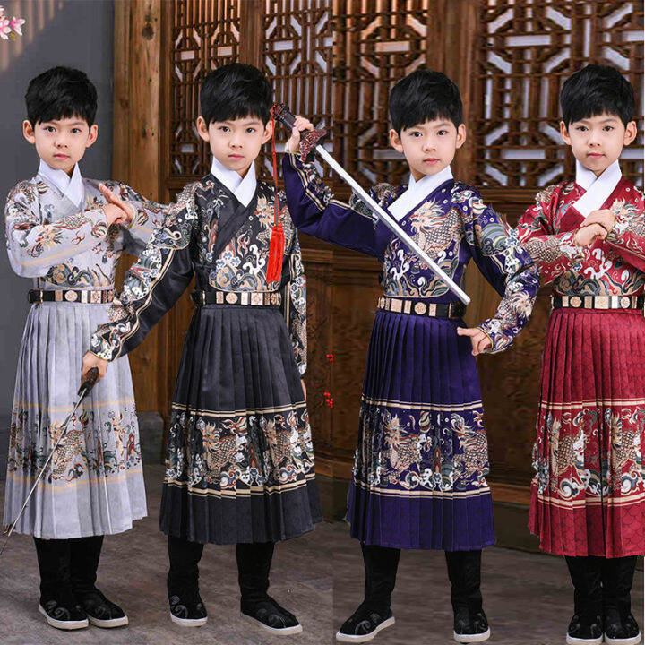 Traditional Chinese Style Hanfu Children Boy Cloak Guard Samurai Knight ...