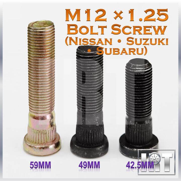 M12x1.25 Long Short Bolt Screw Nut Car Tire Tyre Wheel Rim Tayar Kereta ...