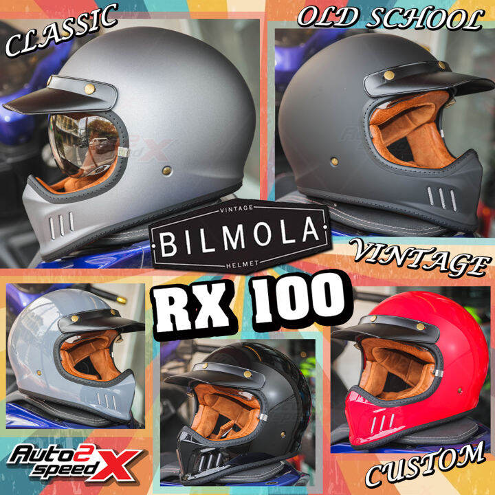 แถมฟรีแก๊ปหน้า หมวกกันน็อค BILMOLA RX100 ล็อตใหม่ 2023 CUSTOM VINTAGE ...