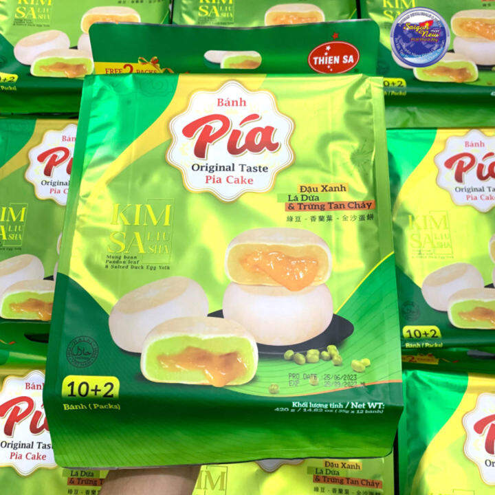Banh Pia Kim Sa Liu Sha Dau Xanh,La Dua,Trung Tan Chay 420g - Original ...