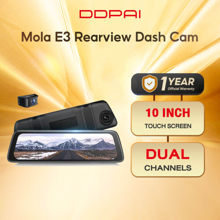DDPAI Mola E3 Rearview DashCam 10 inch 130° Touch full screen 1440p 2K HD Night Version 24 hrs ...
