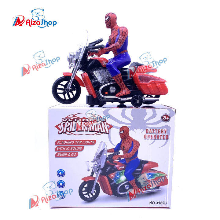 Children's musical motor toy SpiderMan MotorCycle with sounds lights ...