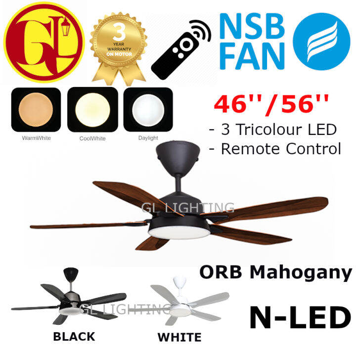 [READY STOCK] NSB N LED 5 Blades Ceiling Fan 46'' 56" Tri-Colour LED ...