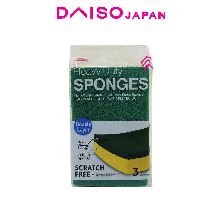 Daiso Heavy-Duty Cellulose Dish Sponge (3 pieces) | Lazada PH