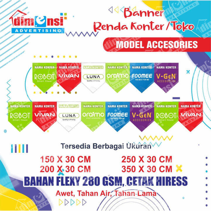 Banner Renda Konter Segitiga Murah / Spanduk Renda Konter Segitiga - DIMENSI ADV | Lazada Indonesia