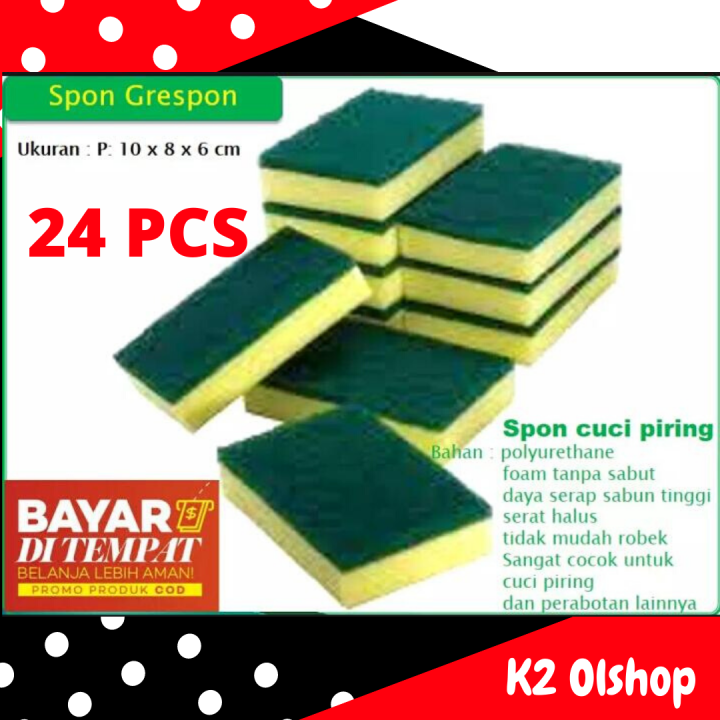 [HARGA PABRIK ISI 2 LUSIN] SPONS CUCI PIRING SPONS SERBAGUNA | Lazada ...